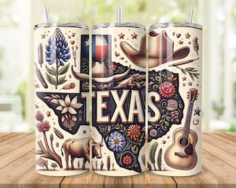 Texas Tumbler Wrap: 20oz 30oz Skinny Tumbler Design (digital Download ...