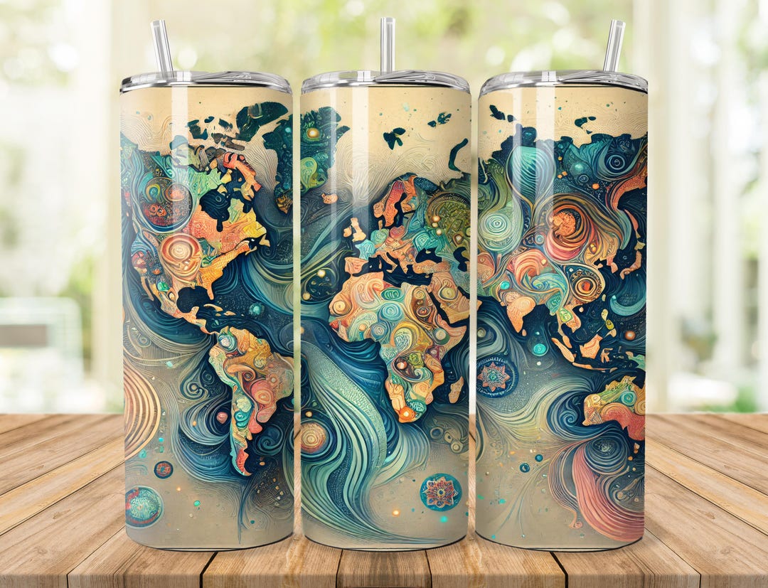 World Map Tumbler Wrap: 20oz 30oz Skinny Design (digital Download) - Etsy