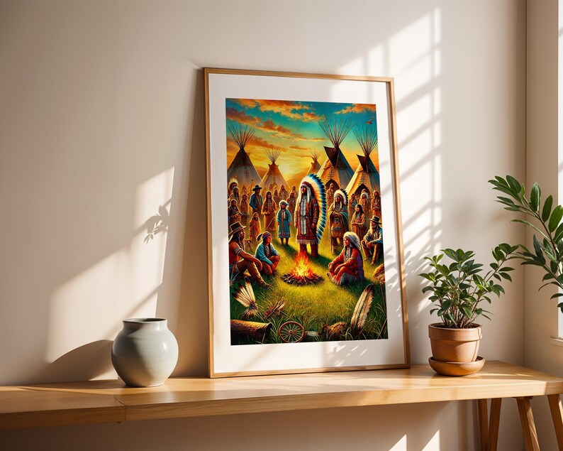 Native Americans Wall Art, Printable Wall Art, Colorful Boho Wall Decor ...