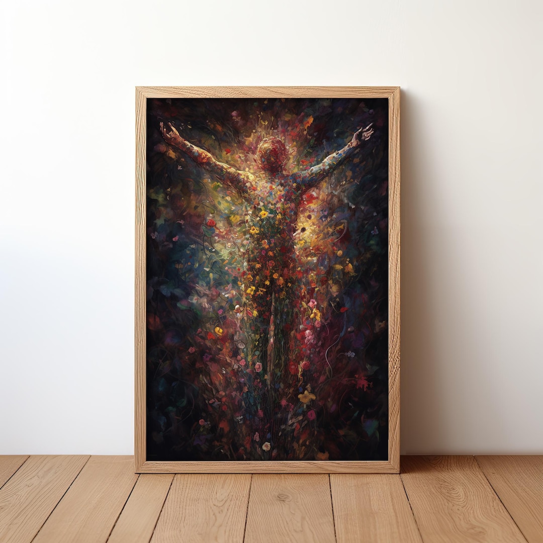 Flower Human Figure Wall Art, Printable Wall Art, Colorful Boho Wall ...