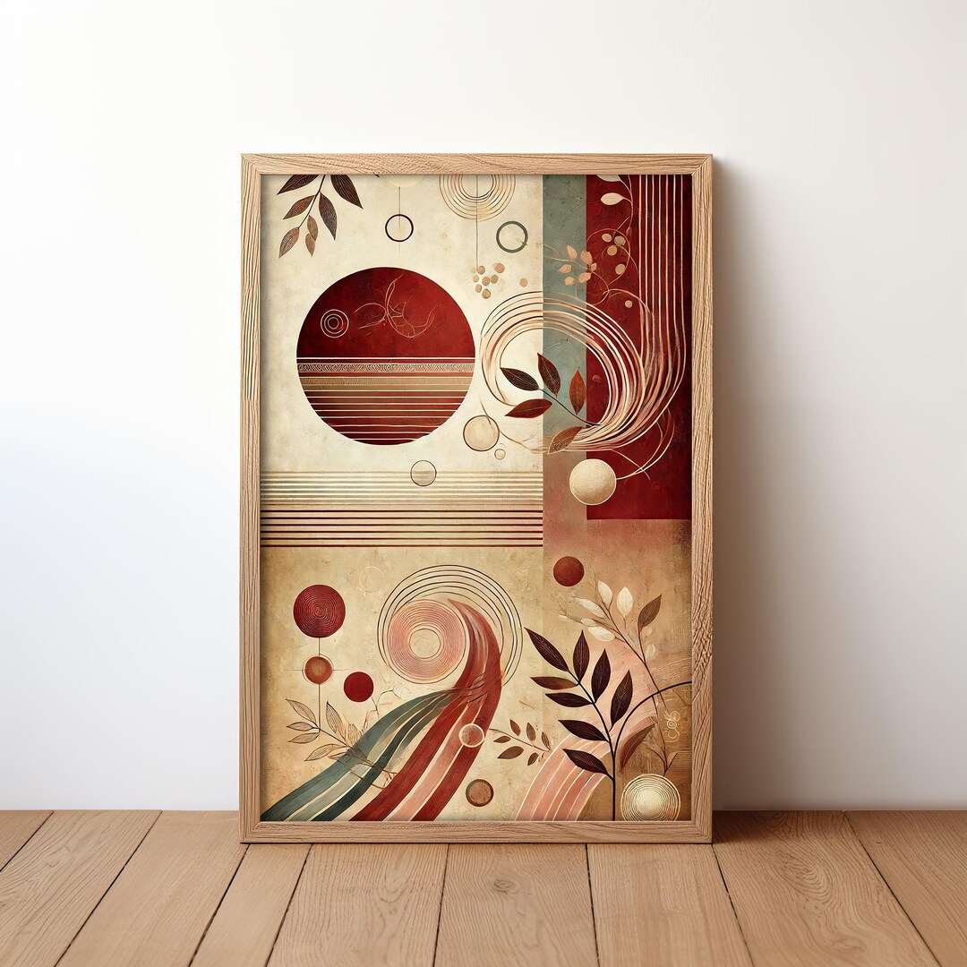 Red Pattern Wall Art, Printable Wall Art, Colorful Boho Wall Decor ...