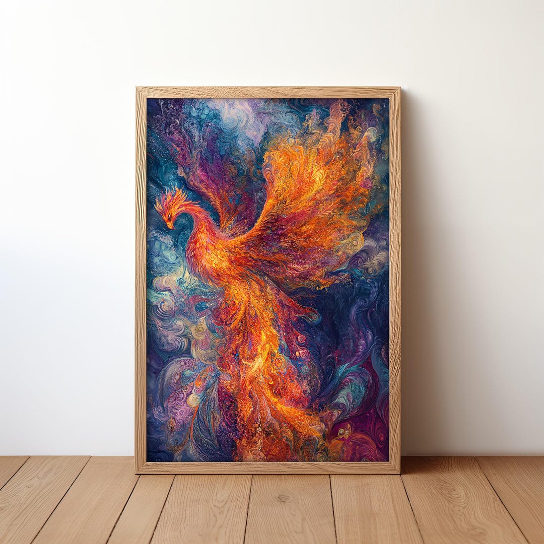 Phoenix From Flames Wall Art, Printable Wall Art, Colorful Wall Decor ...