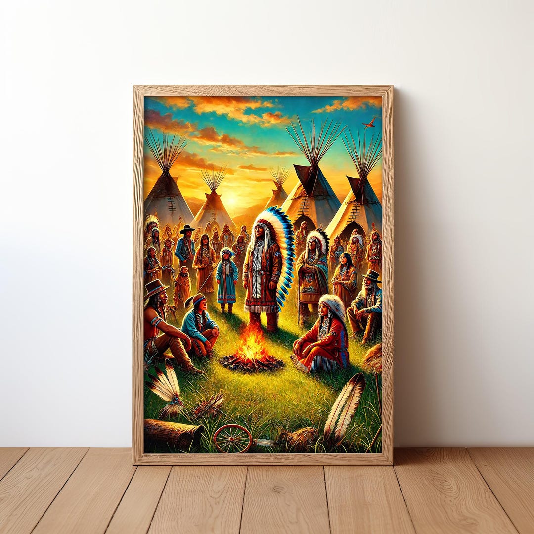 Native Americans Wall Art, Printable Wall Art, Colorful Boho Wall Decor ...