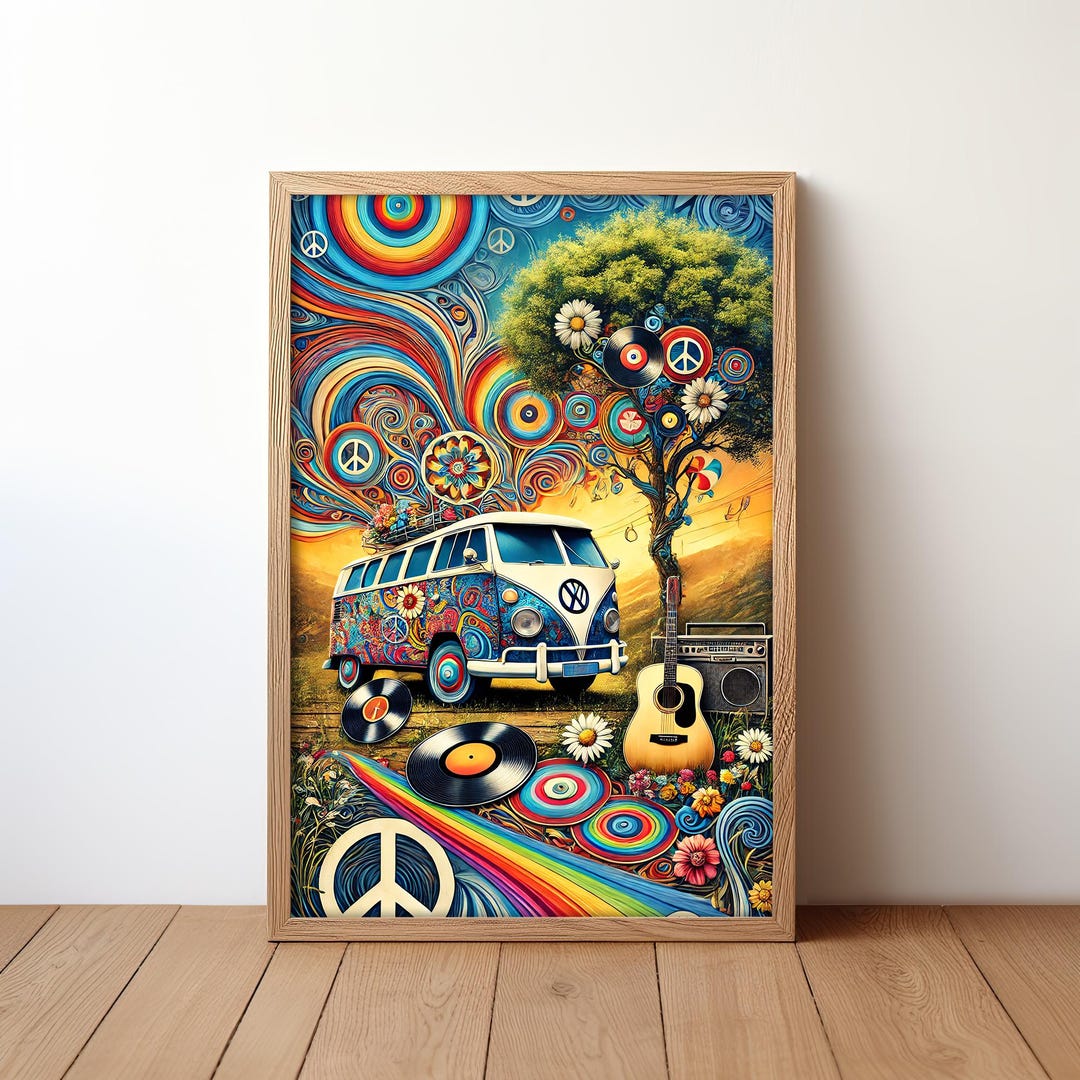 60's Wall Art, Printable Wall Art, Colorful Retro Boho Wall Decor ...