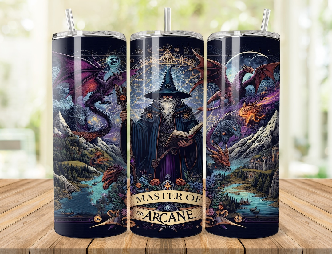 Arcane Wizard Tumbler Wrap: RPG Dragon Design 20oz Tumbler Sublimation ...
