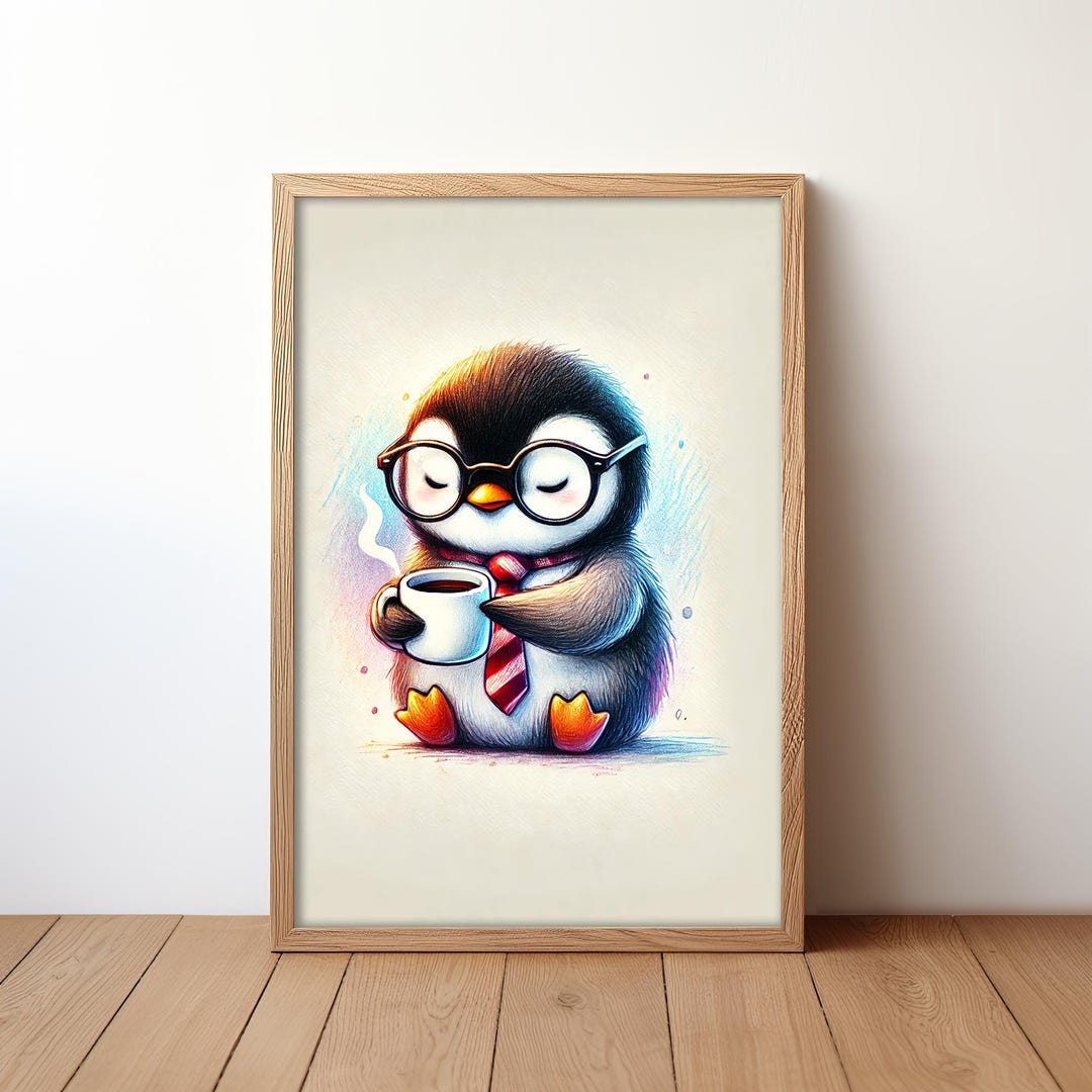 Cozy Penguin Poster: Colorful Boho Wall Art (digital Download) - Etsy