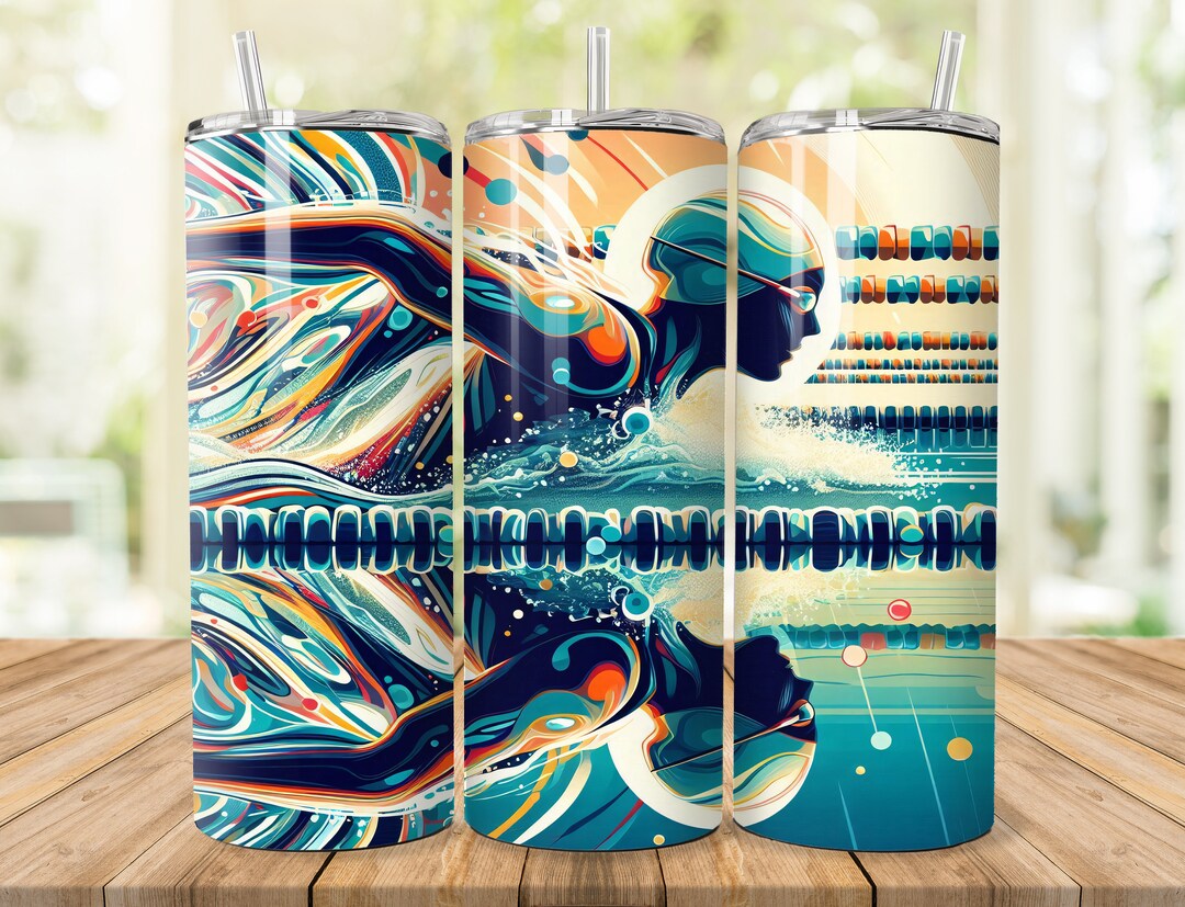 Swimming 20 Oz 30 Oz Tumbler, Swimming Pool Skinny Tumbler, Swimmer ...