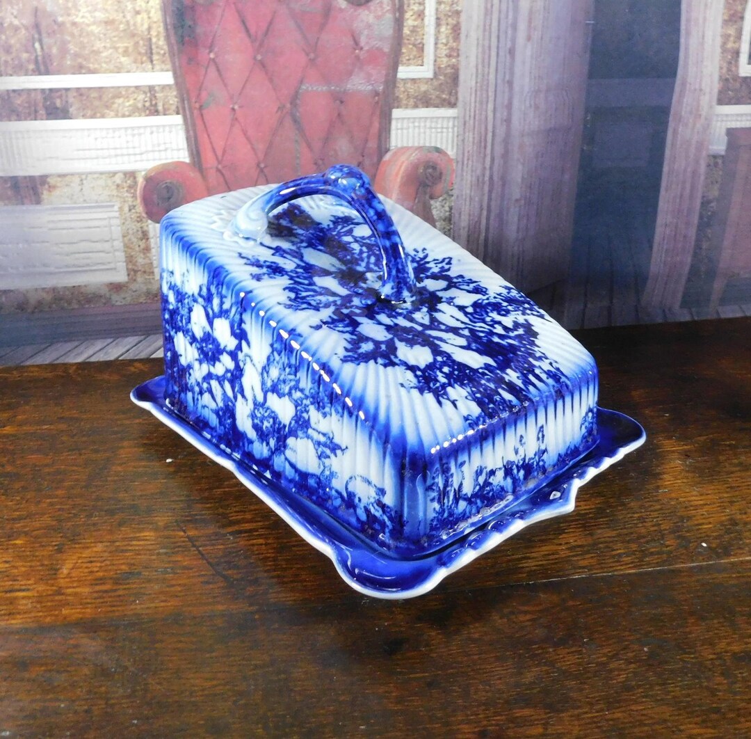 19th Century Flow Blue Cheese Dish - Etsy
