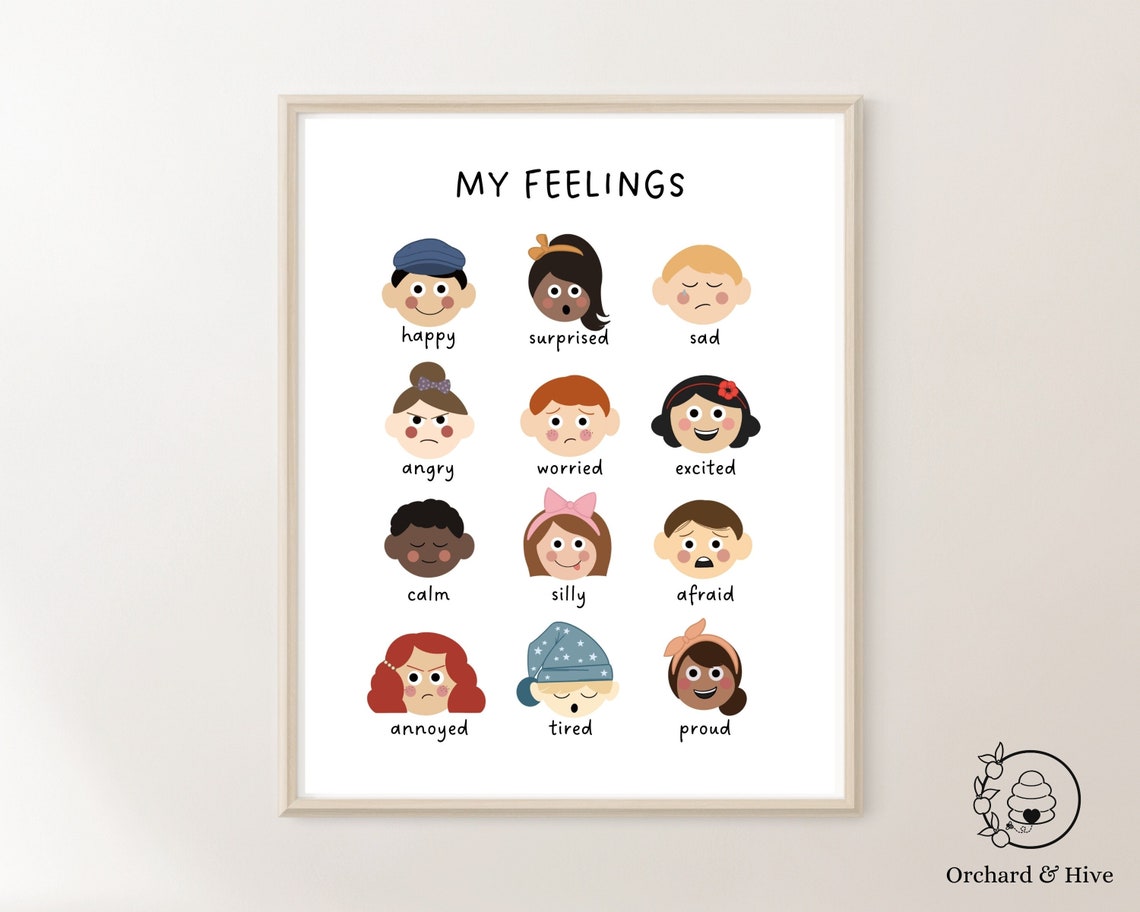 Emotions Chart Feelings Poster Digital Art Print Classroom Decor ...
