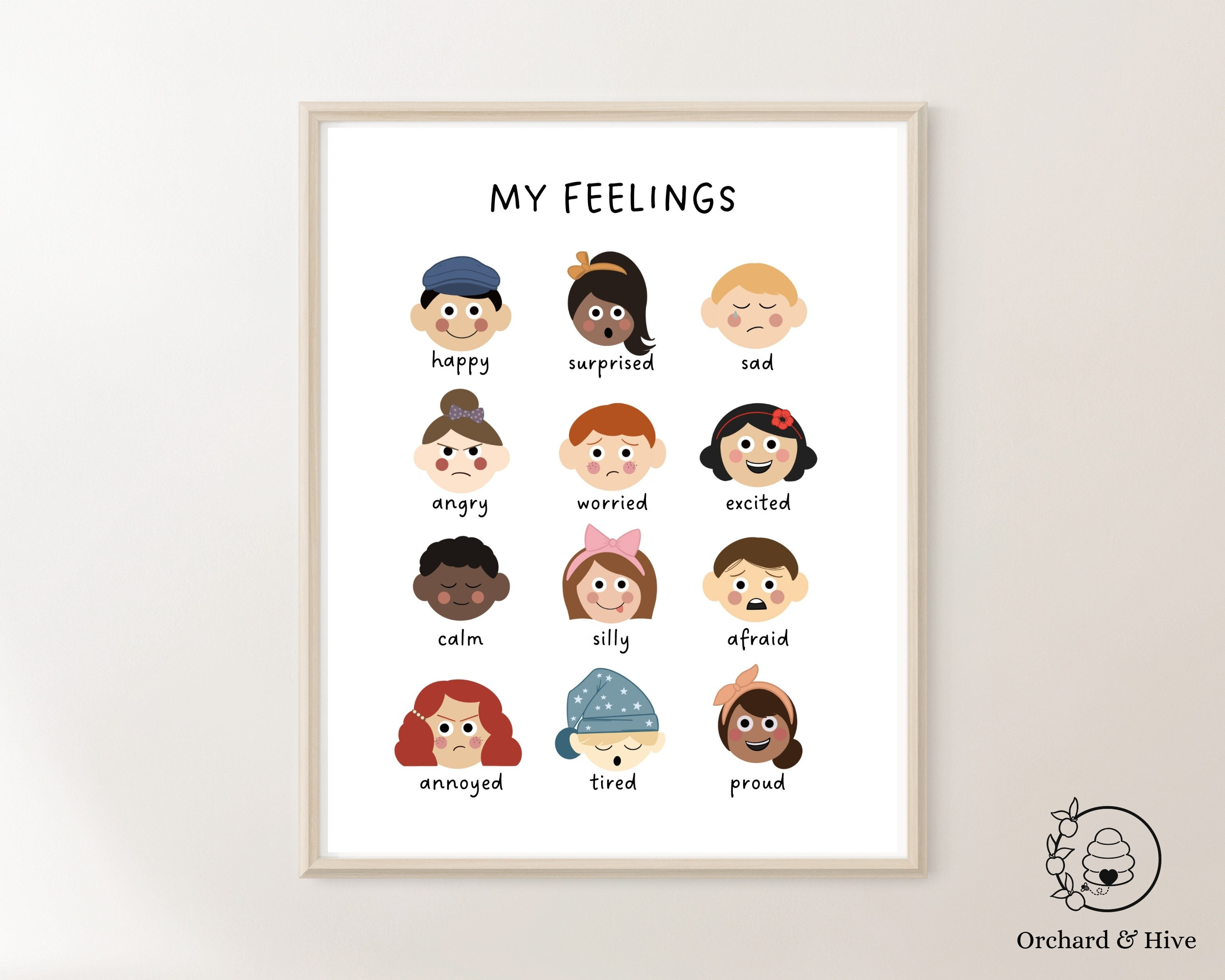Emotions Chart Feelings Poster Digital Art Print Classroom Decor ...