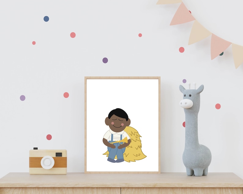 Little Boy Blue Digital Art Print Nursery Rhyme Illustration Nursery ...