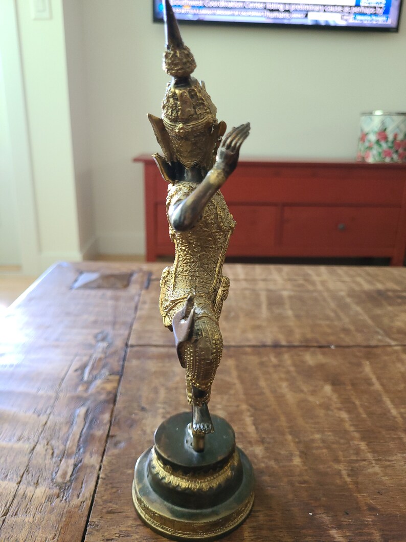 Vintage Hindu Prince Rama Gold Gilt Bronze 10 Statue With Metal Base ...