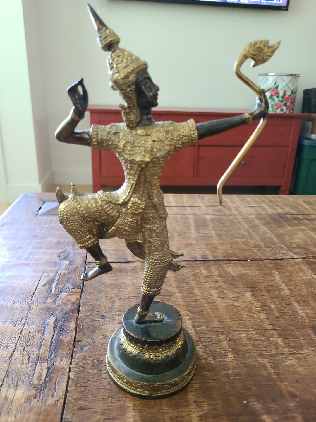 Vintage Hindu Prince Rama Gold Gilt Bronze 10" Statue With Metal Base ...