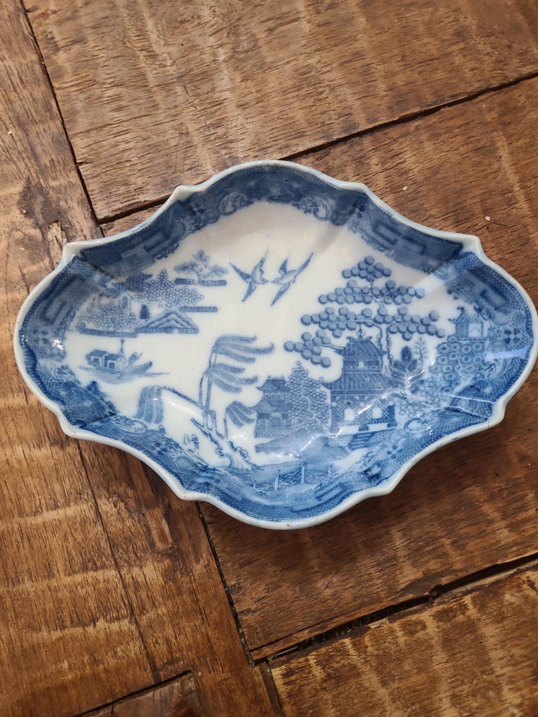 Spode Devonia Shape Dish C.1800 Printed Inwillow Pattern Impressed ...