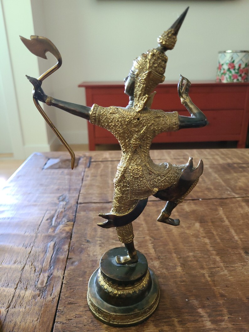 Vintage Hindu Prince Rama Gold Gilt Bronze 10 Statue With Metal Base ...