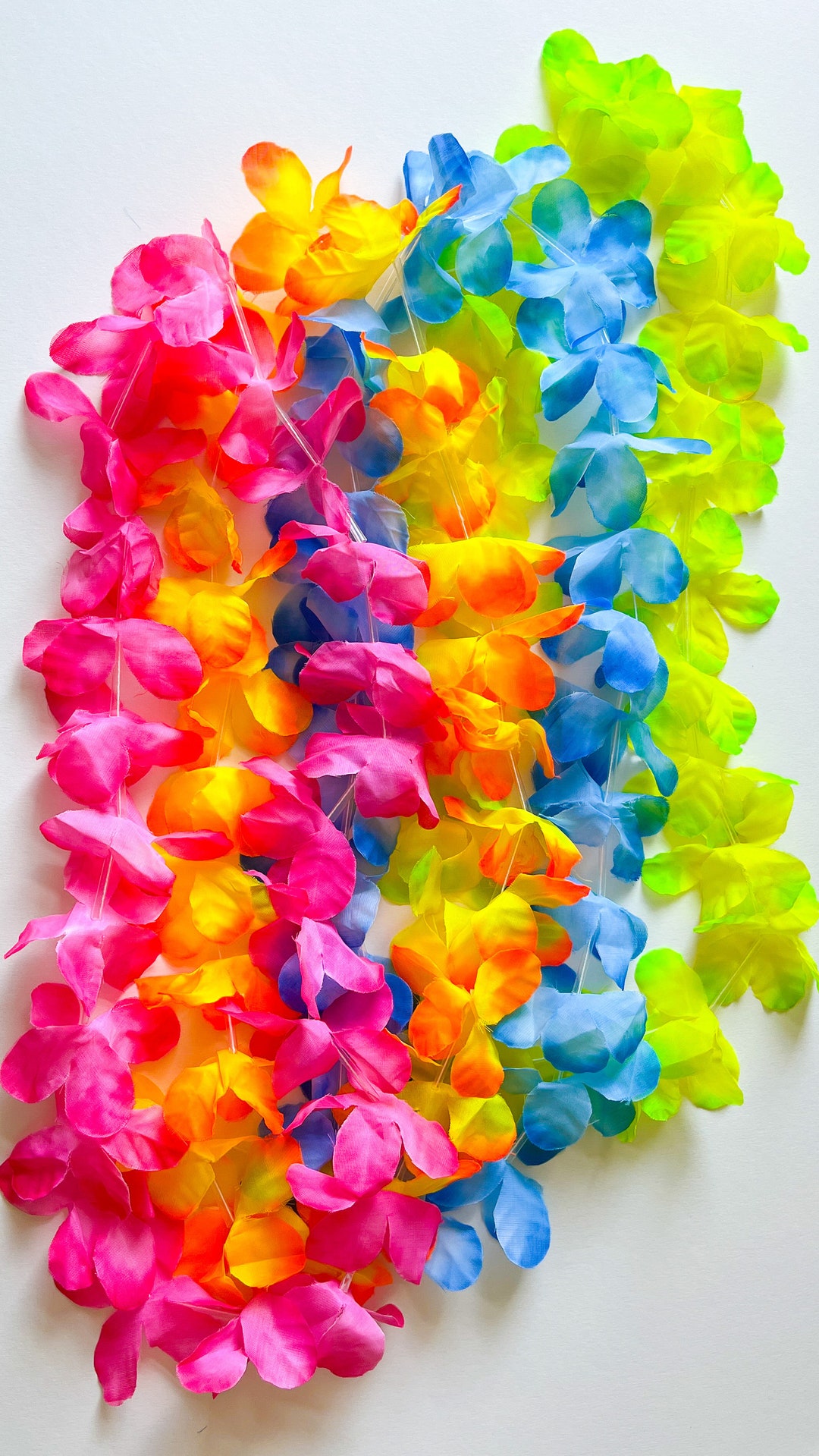 5 Hawaii Flower Chain / Hawaiian Chain Rainbow Colored 90 Cm Colorful ...