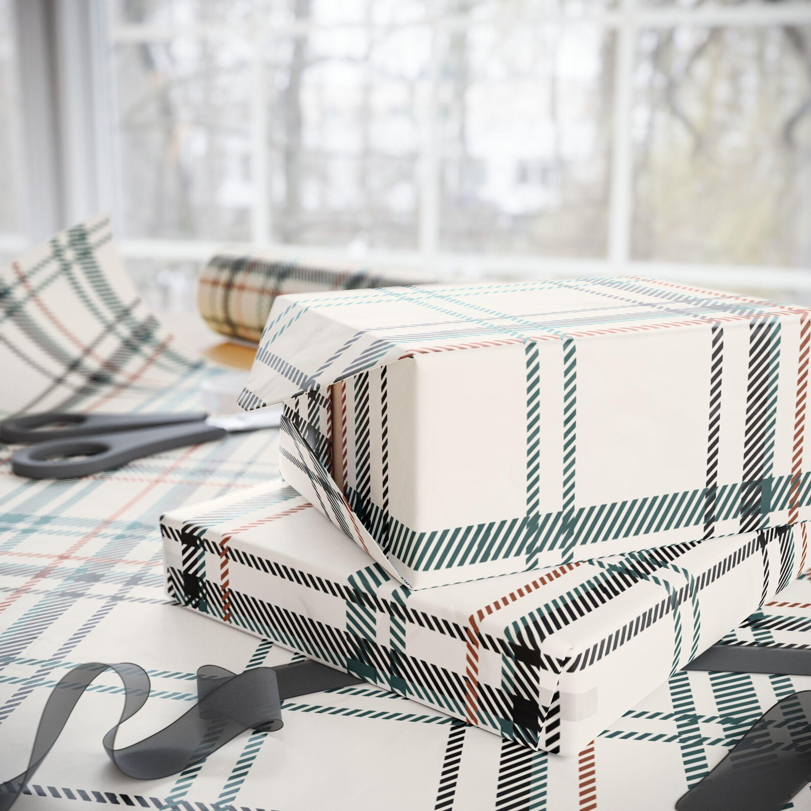 Rust Red, Blue, and Black Plaid Christmas Wrapping Paper - Etsy