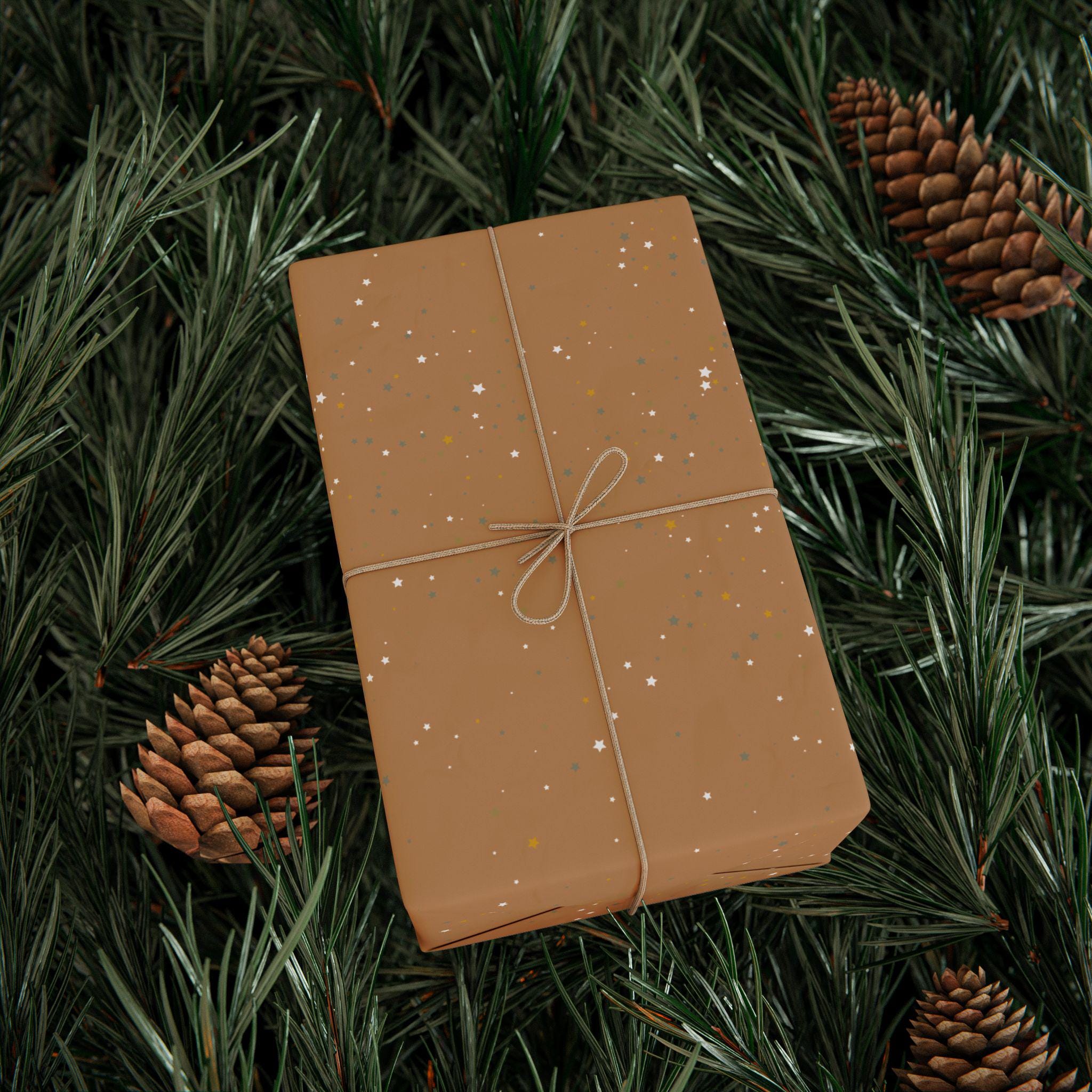 Simple Brown Paper With Stars Christmas Wrapping Paper - Etsy
