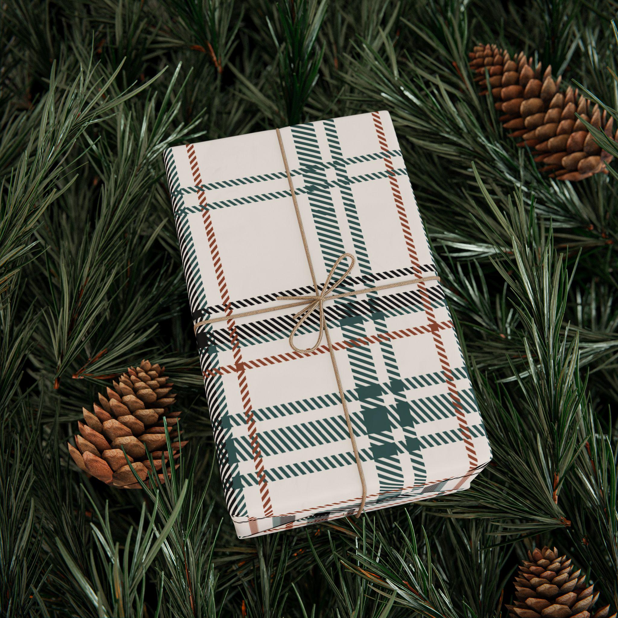 Rust Red, Blue, and Black Plaid Christmas Wrapping Paper - Etsy