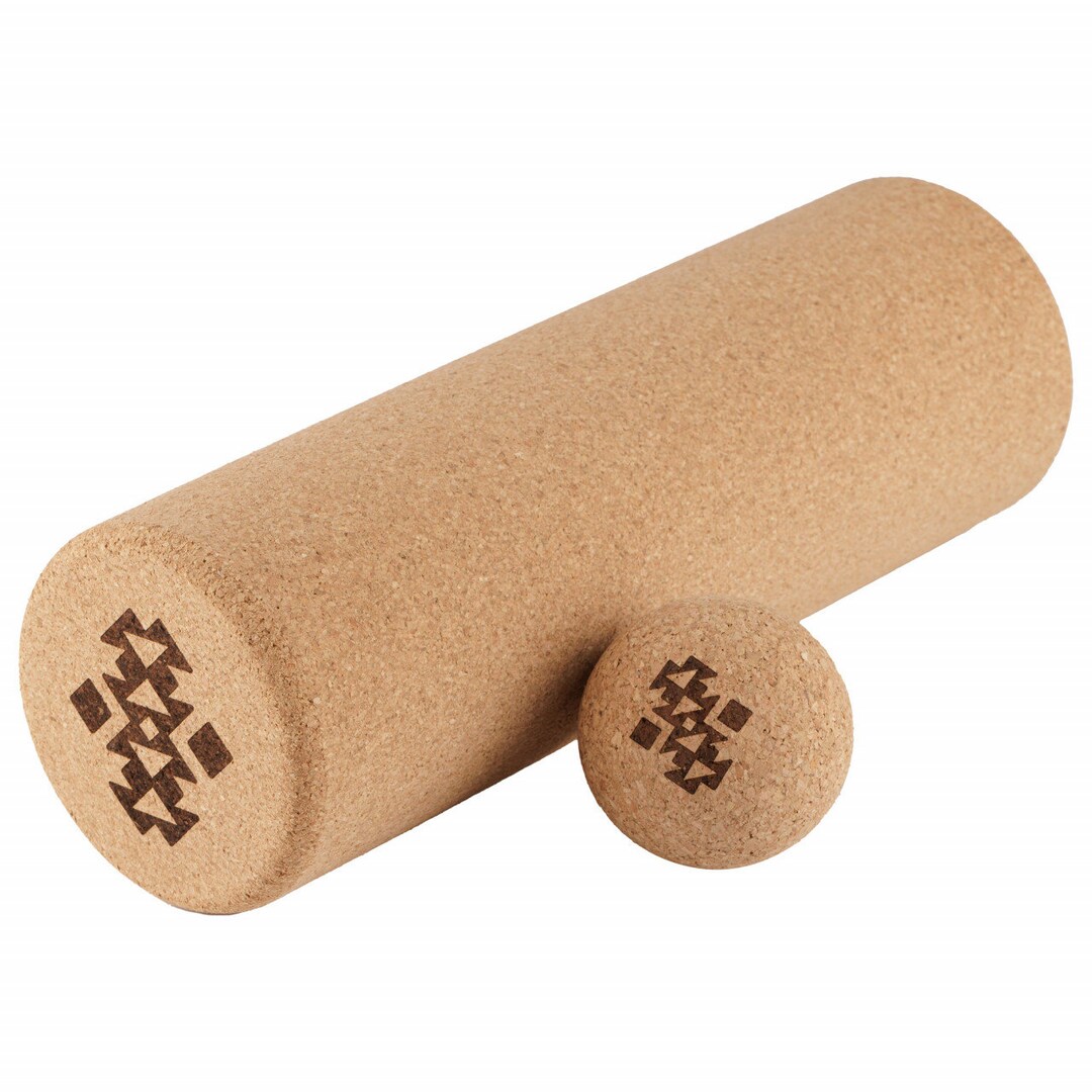 AZTEC Design Massage Roller Set, Cylinder and Cork Ball for Yoga ...