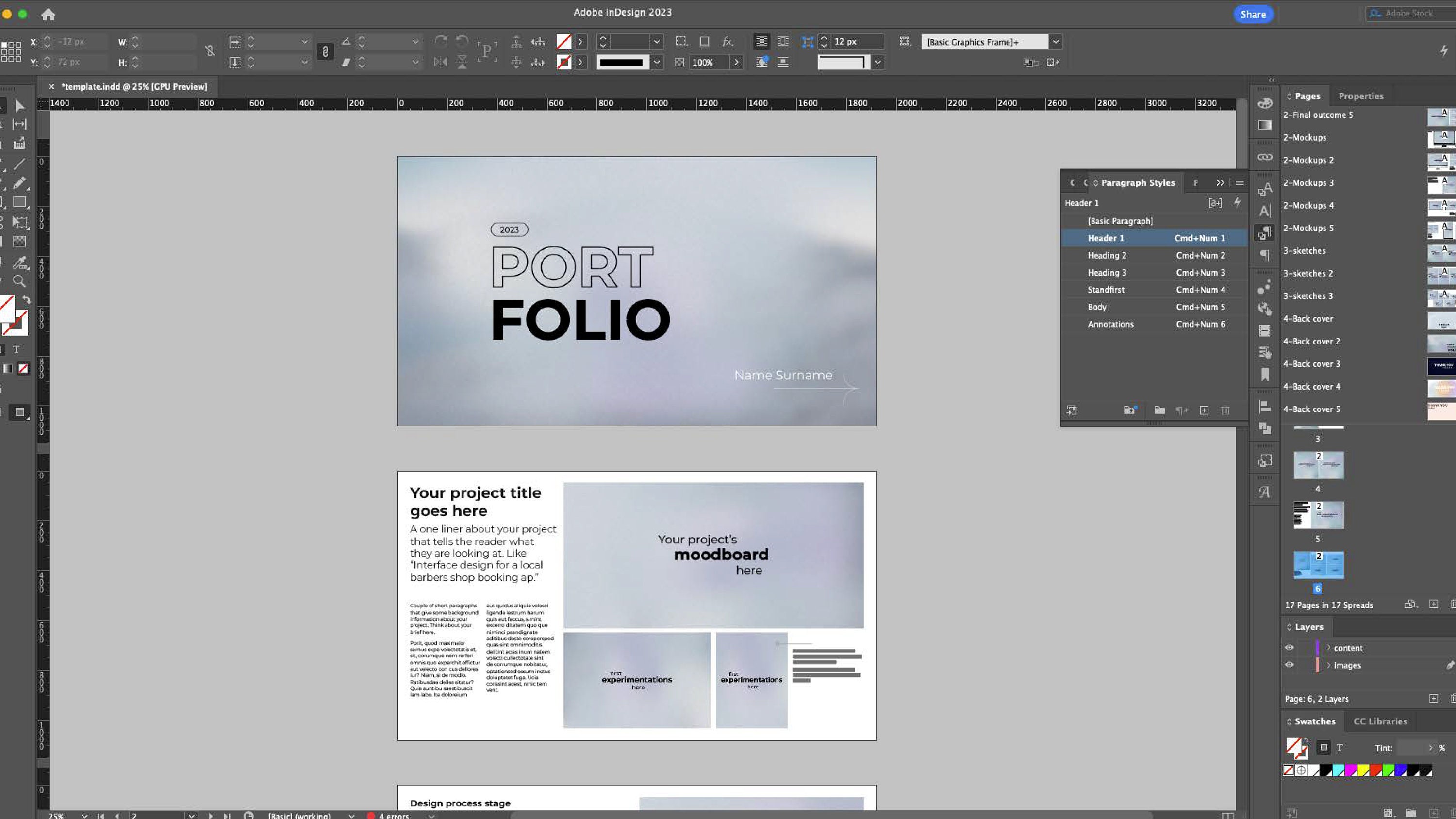 Fully Editable and Customisable Portfolio Template (indesign) - Etsy