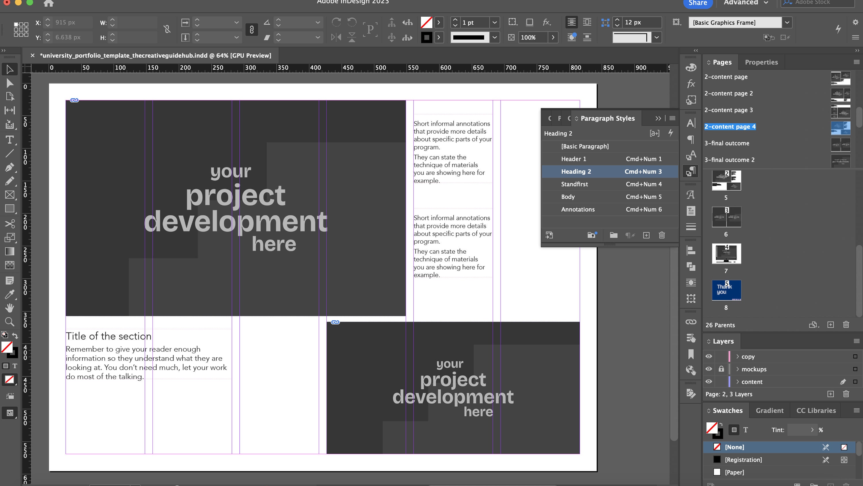 Indesign Portfolio Template for Design and Creative University // Fully ...