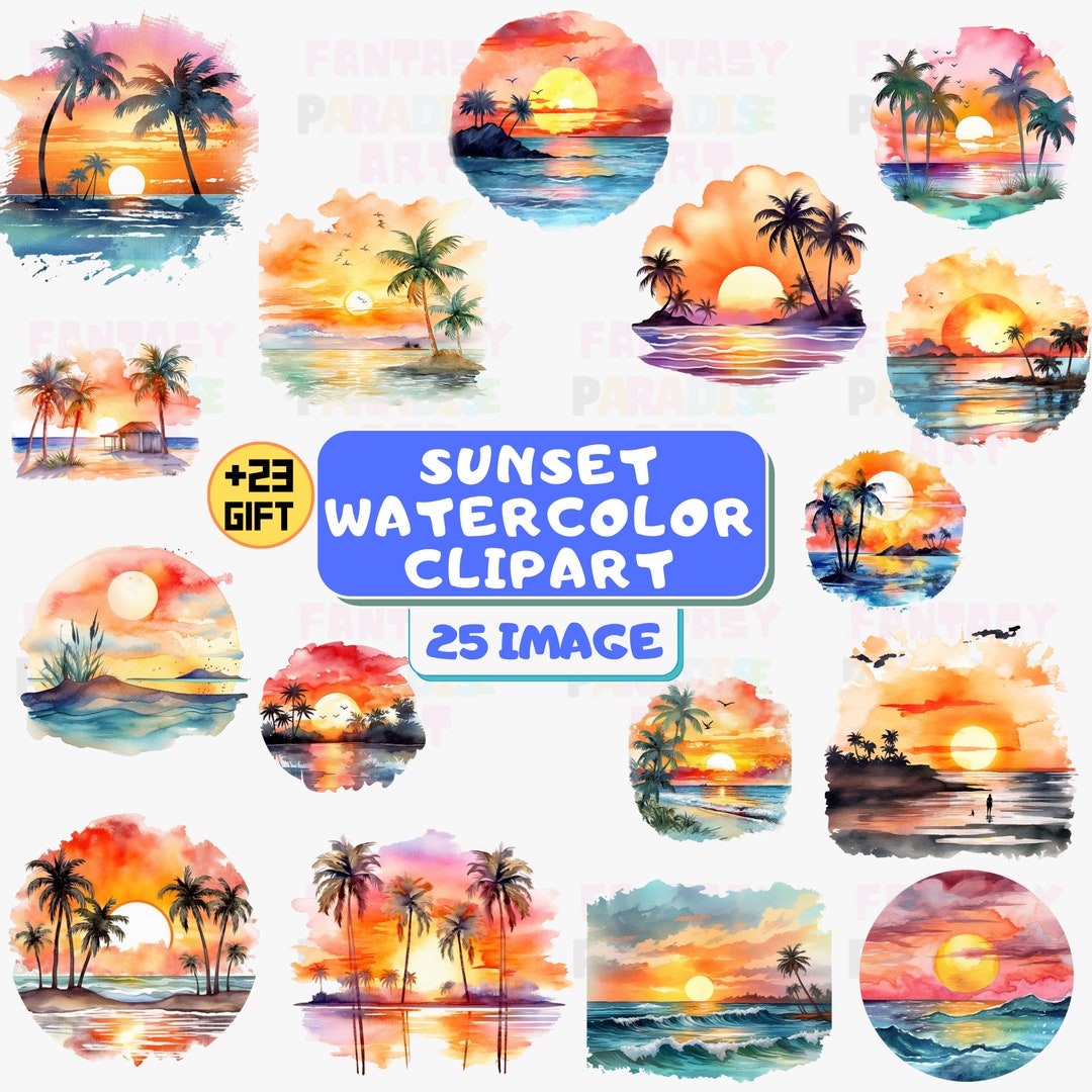 Watercolor Beach Clipart Tropical Clipart Summer Clipart Etsy | My XXX ...