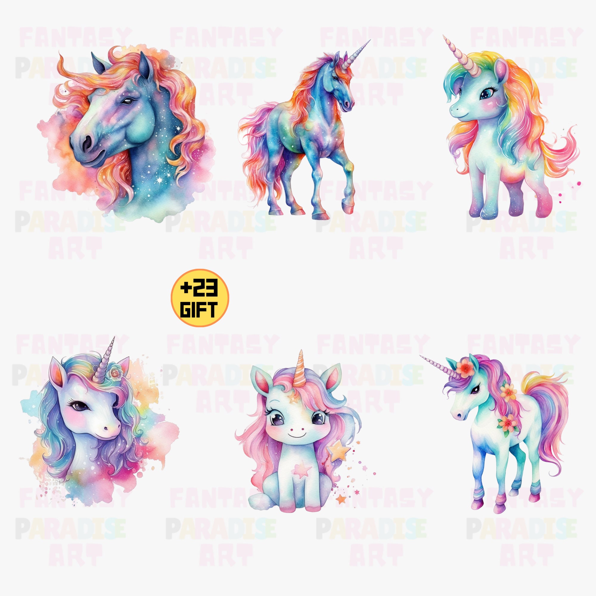 Unicorn Cute Watercolor Clipart Cute Unicorns Clipart - Etsy