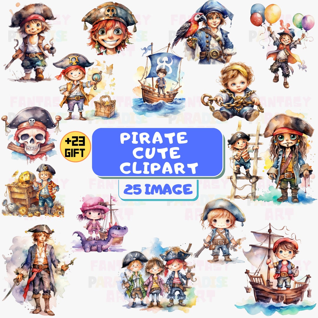 Pirate Cute Clipart Pirate Party Clipart Pirate Boy Pirate - Etsy