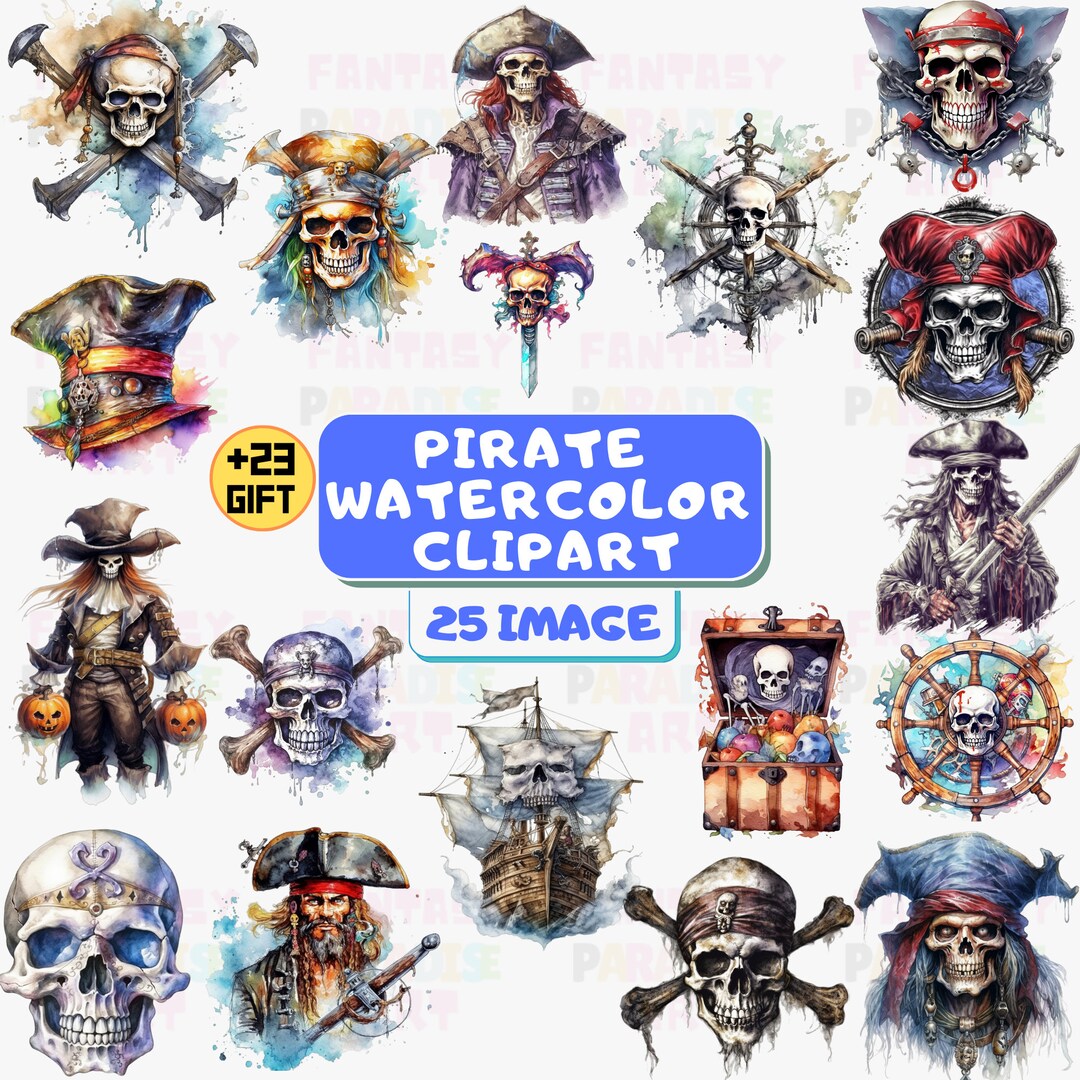 Pirate Clipart Watercolor Pirate Clipart Bundle Pirate Ship - Etsy