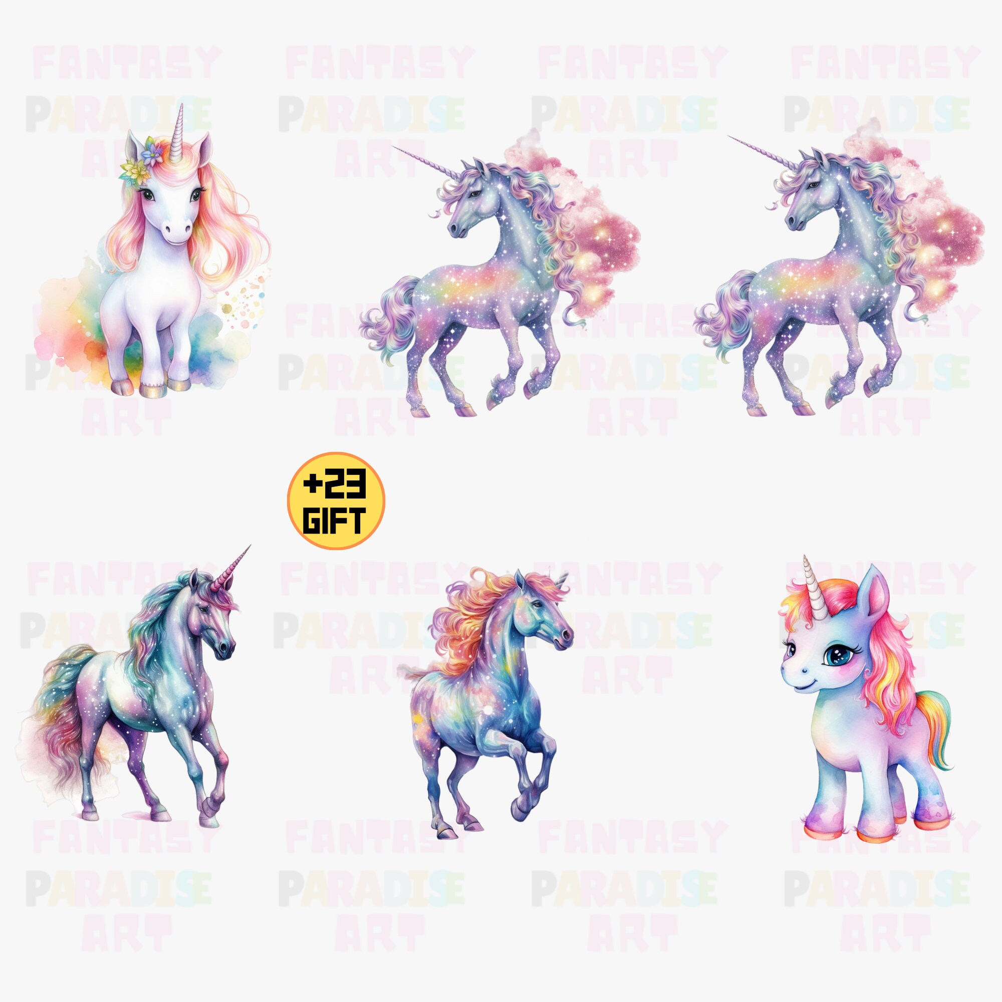 Unicorn Cute Watercolor Clipart Cute Unicorns Clipart - Etsy