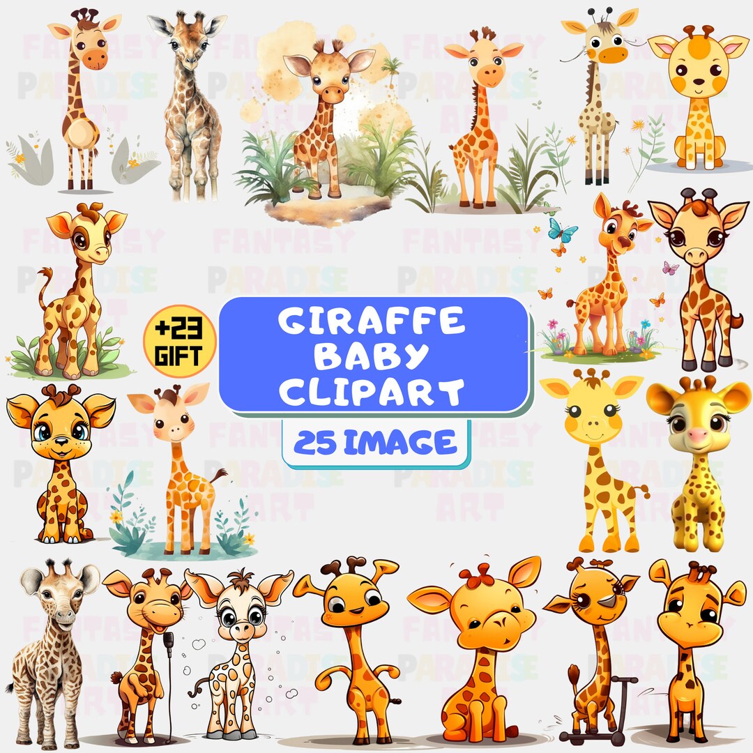 Baby Giraffe Clipart Giraffe Clipart Watercolor Baby Giraffe - Etsy