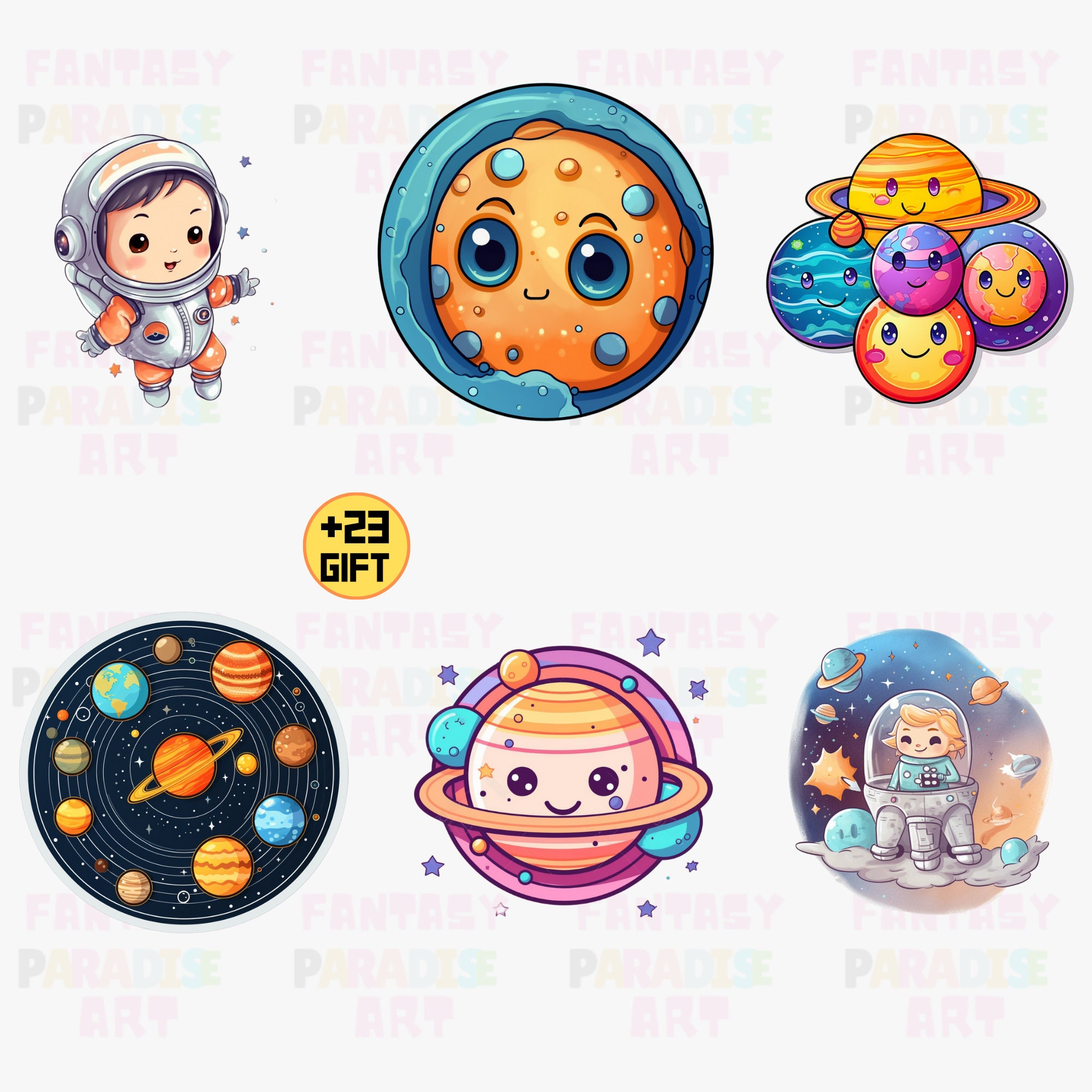 Planets Cute Space Clipart Png, Solar System Clipart, Space Bundle ...
