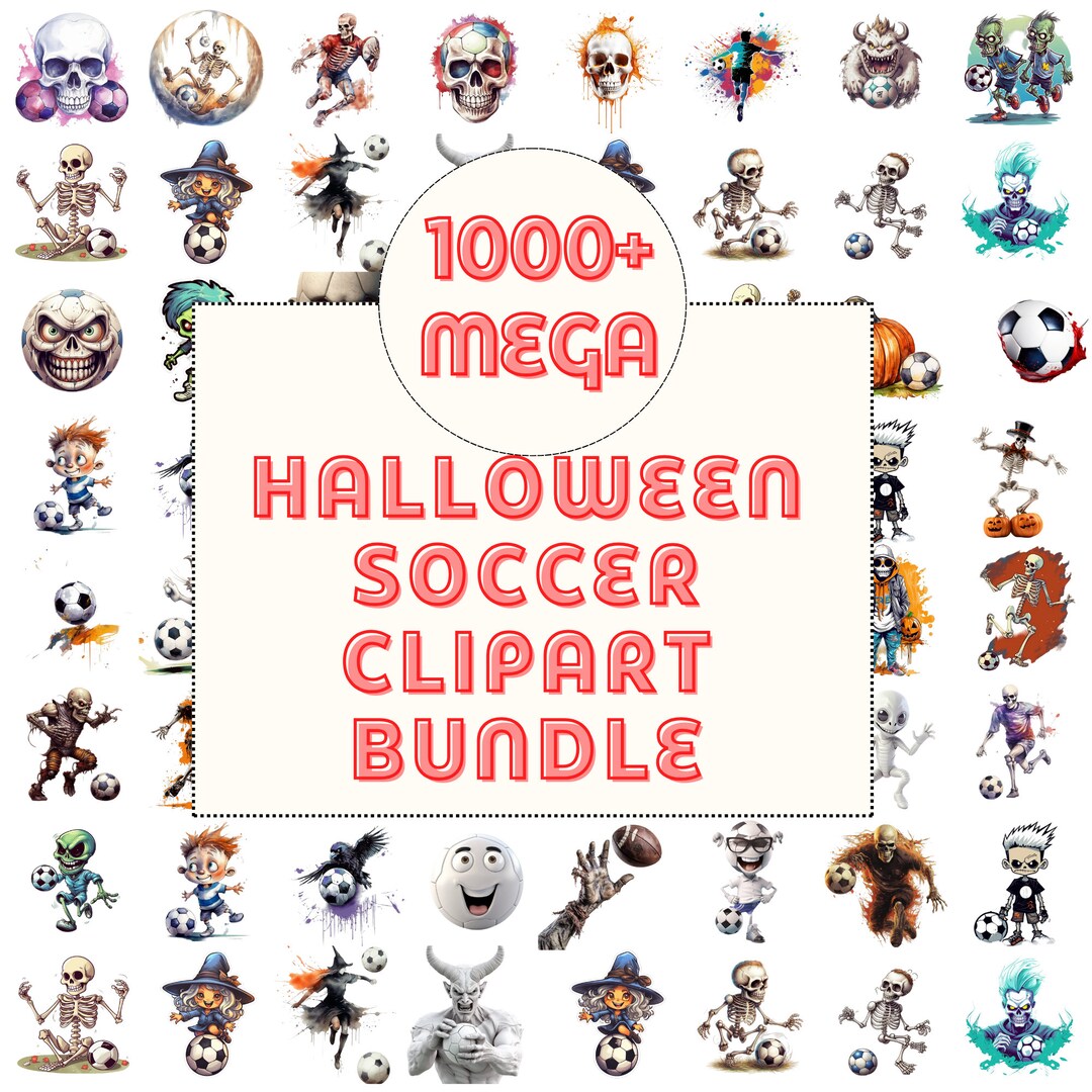 1000 Halloween Soccer Bundle Clipart, Soccer Ball Clipart,soccer ...