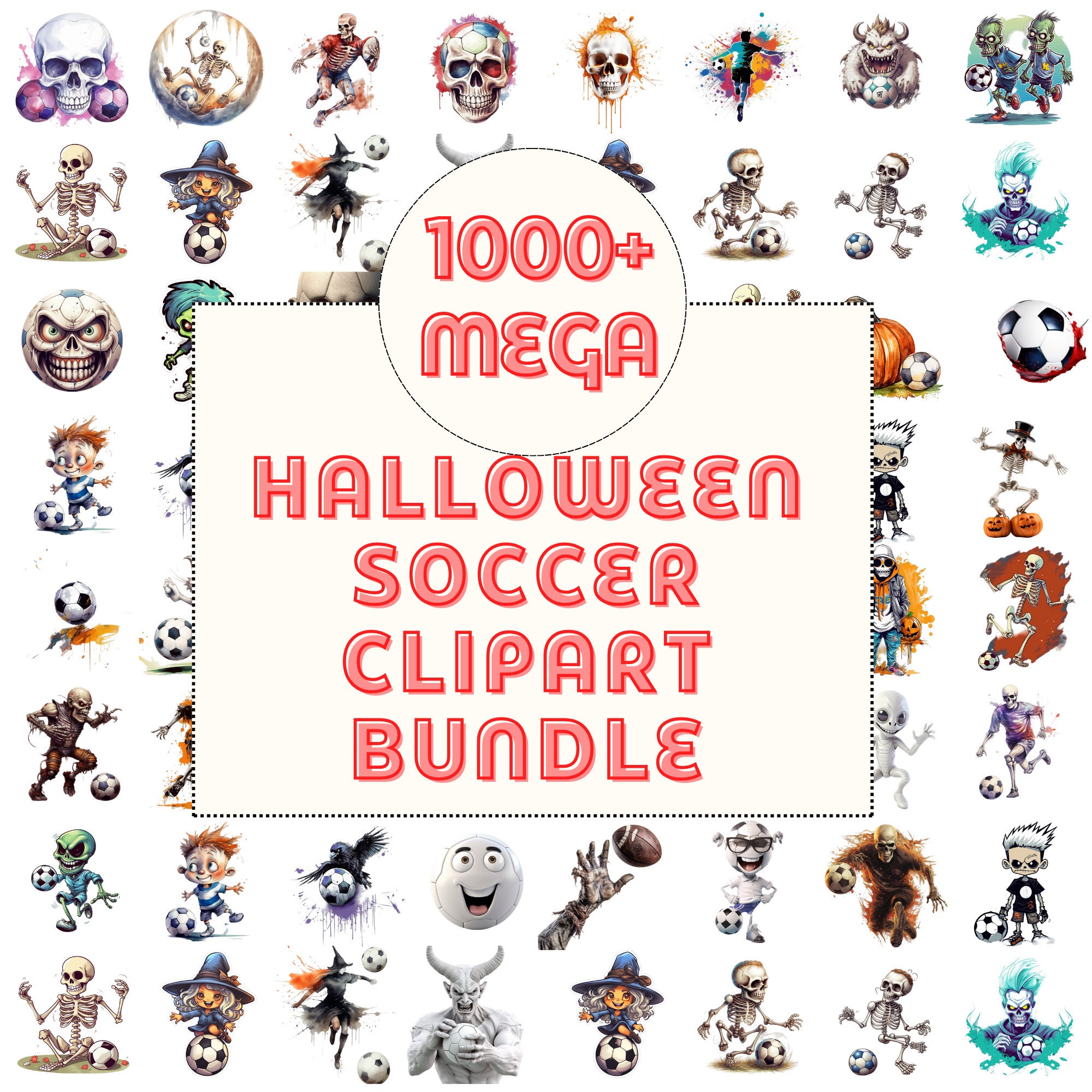 1000 Halloween Soccer Bundle Clipart, Soccer Ball Clipart,soccer ...