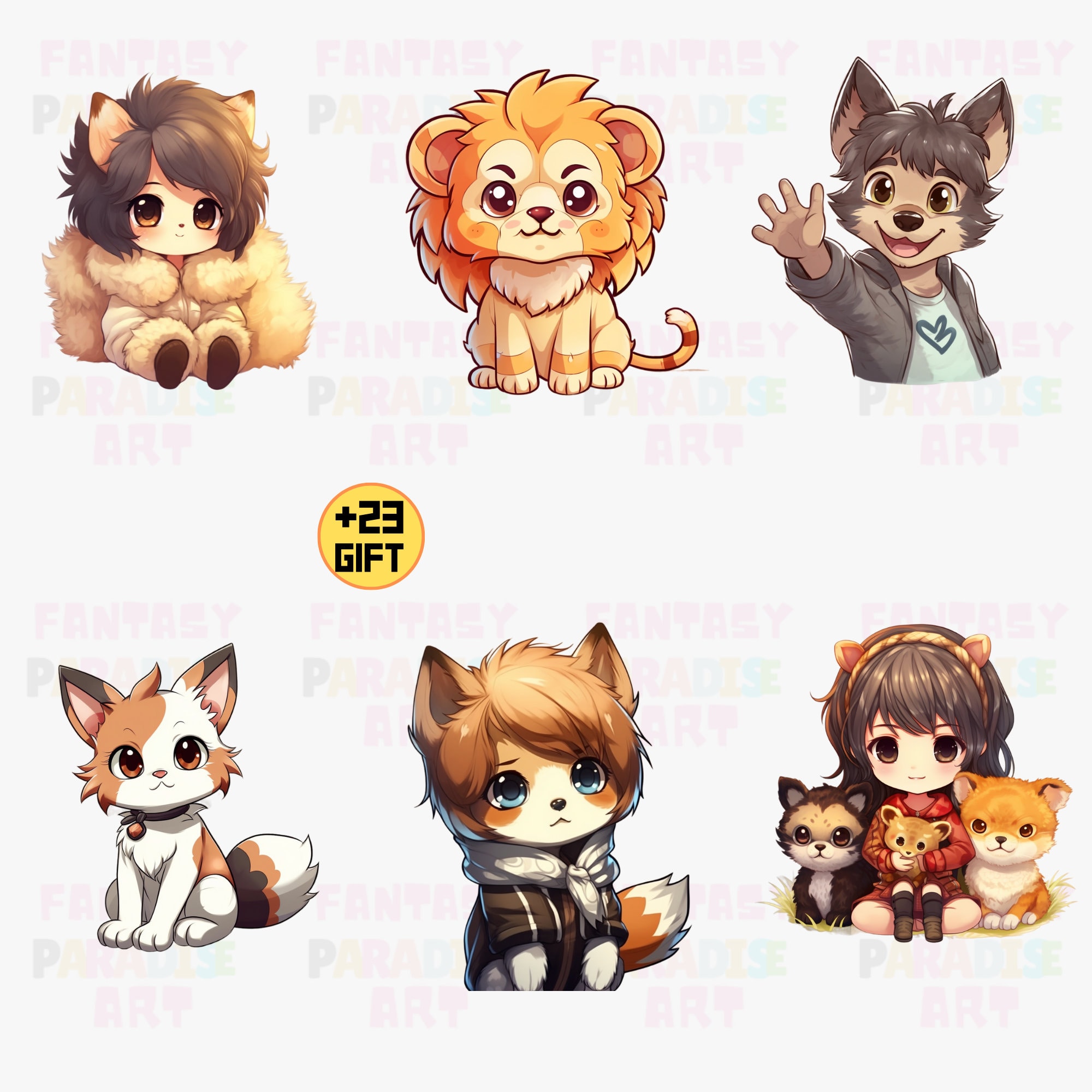 Cute Kawaii Animals Clipart, Adorable Kawaii Animals Clipart, Cute ...