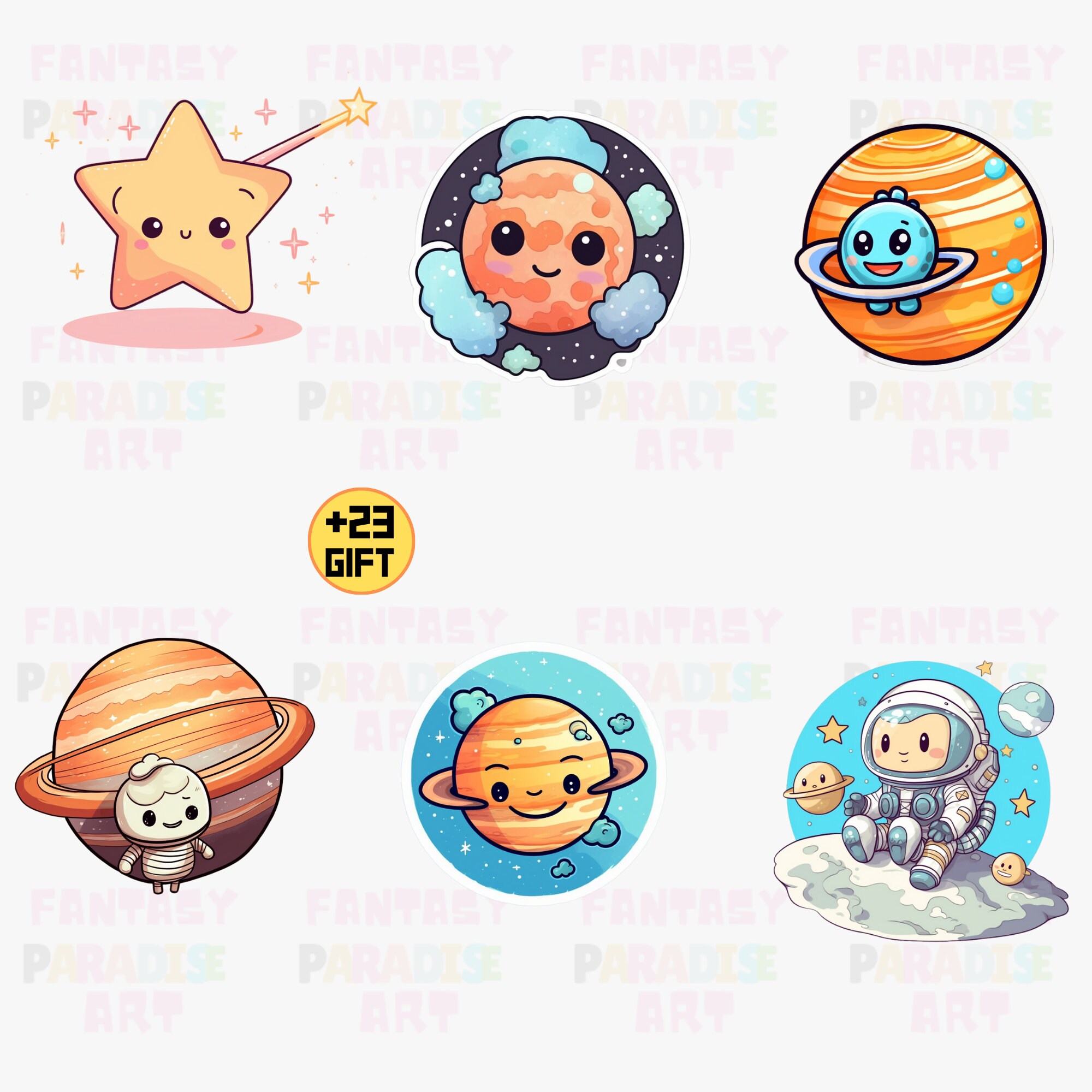 Planets Cute Space Clipart Png, Solar System Clipart, Space Bundle ...