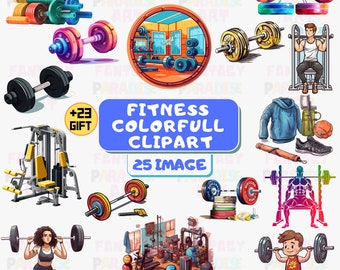 Watercolor Fitness Clipart, Workout Clipart, Gym and Fitness Poster ...