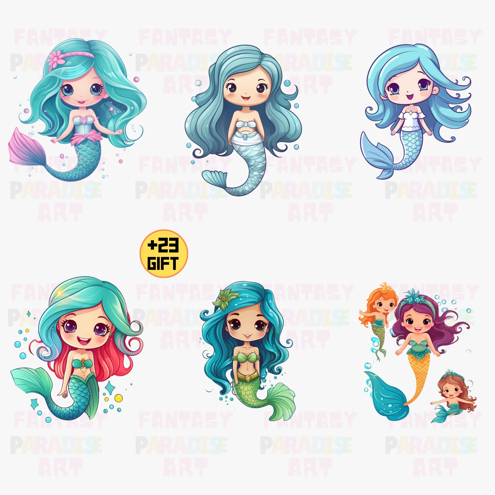 Mermaids Cute Clipart Mermaid Clipart Underwater Glitter - Etsy