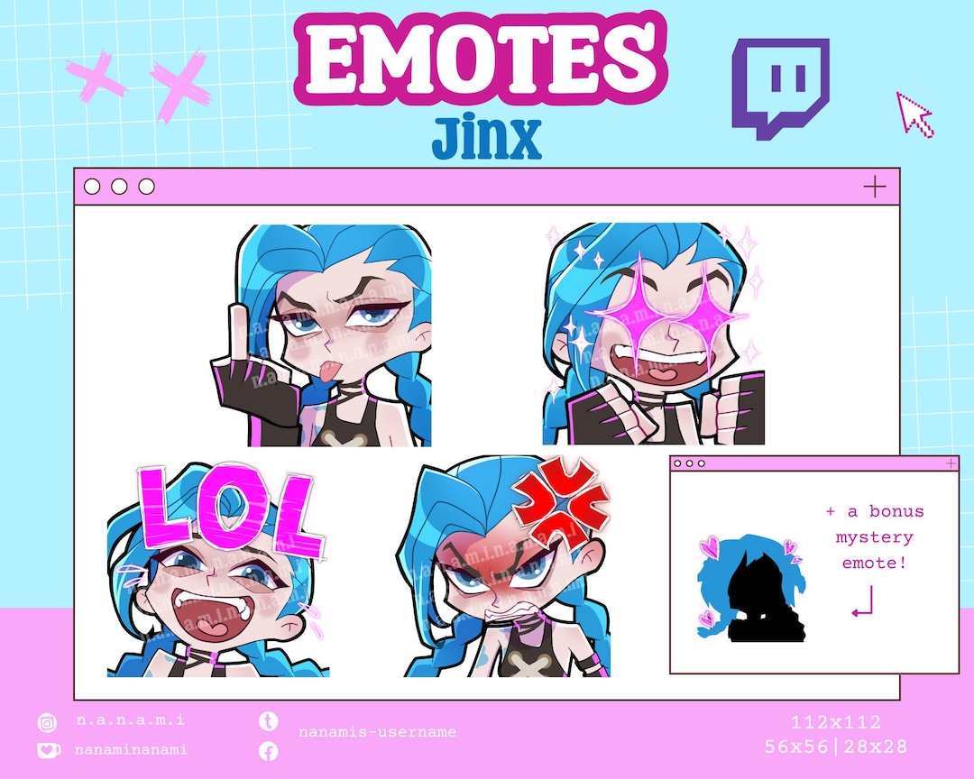 J!NX EMOTES - Cute Emote Set for Streaming, Messaging | Twitch, Discord ...