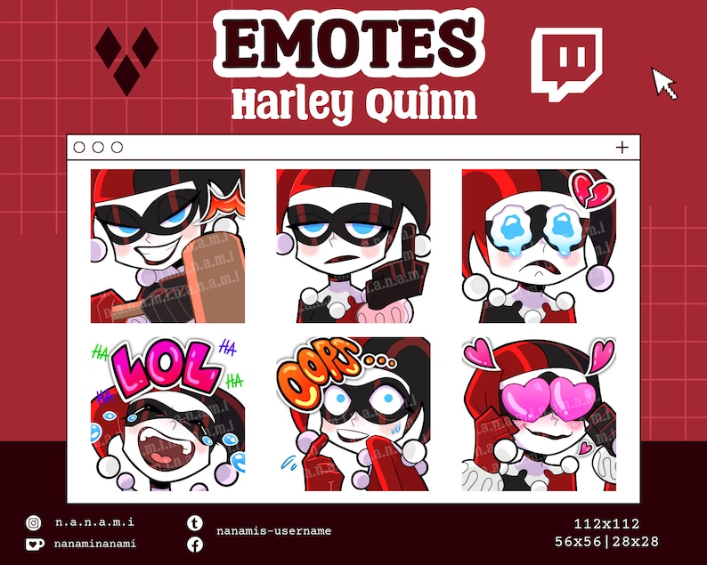 HARLEQUIN EMOTES - Cute & Kawaii Emote Set for Streaming, Messaging ...