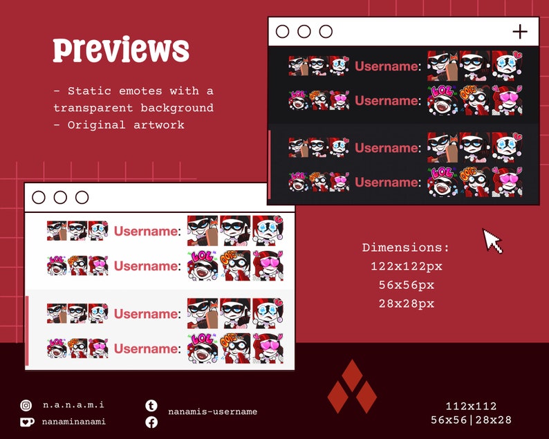 HARLEQUIN EMOTES - Cute & Kawaii Emote Set for Streaming, Messaging ...