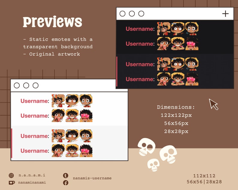 LUFFY EMOTES Cute & Kawaii Luffy Emote Set for Streaming, Messaging ...