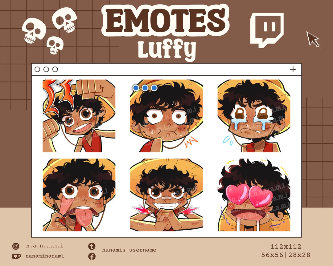 LUFFY EMOTES Cute & Kawaii Luffy Emote Set for Streaming, Messaging ...