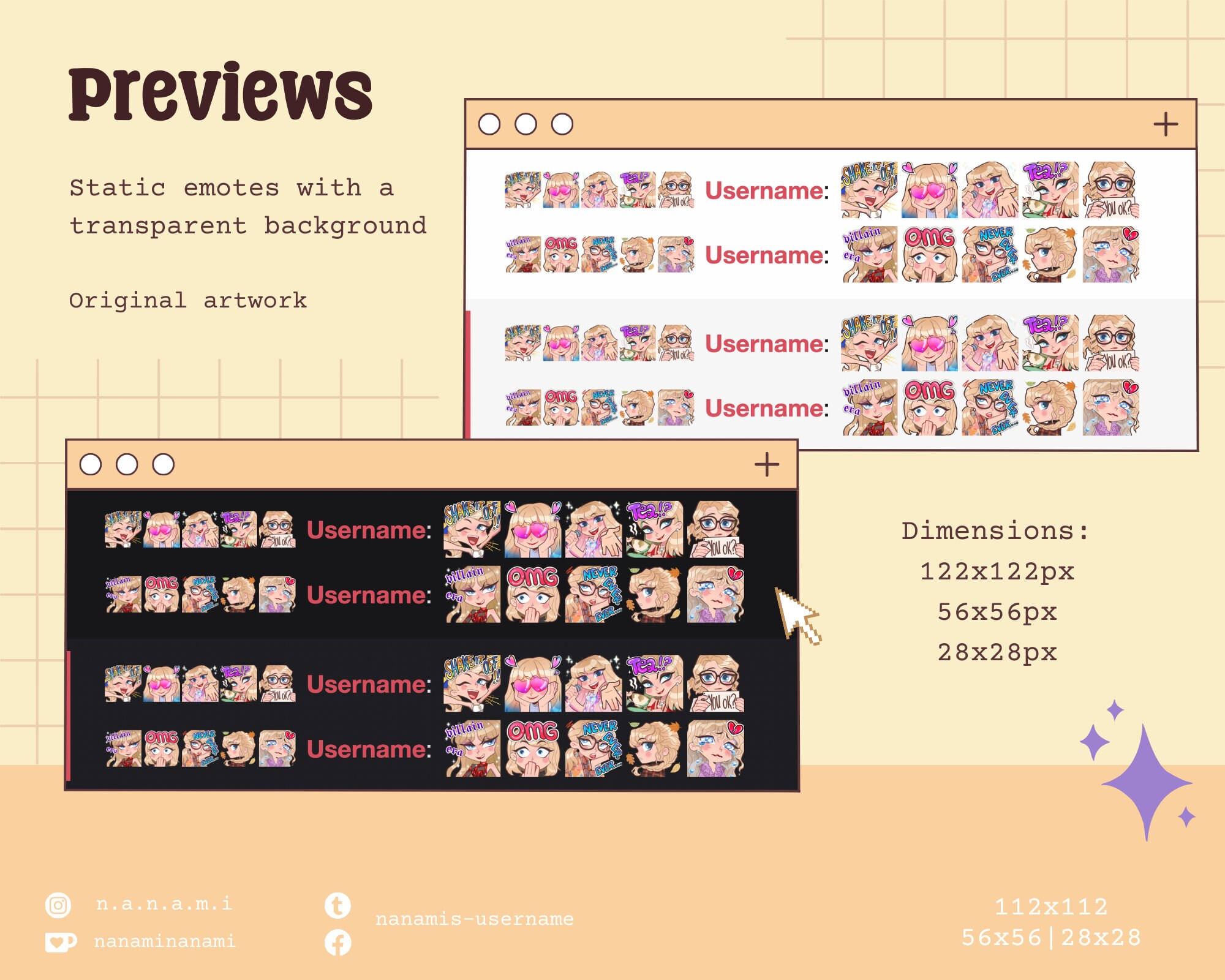 POP STAR EMOTES - Cute Emote Pack for Streaming, Messaging | Twitch ...