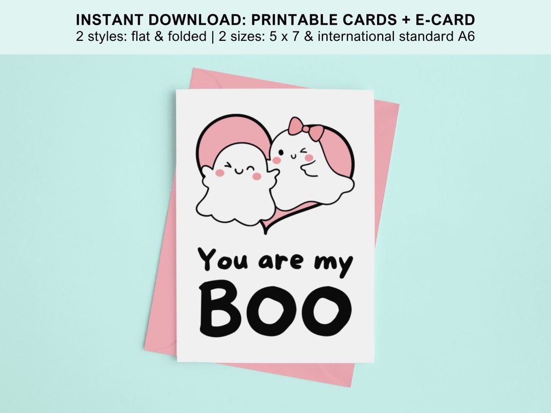 Boo Printable Cards Ecard, Cute Love Card, Romantic Card, Thinking of ...