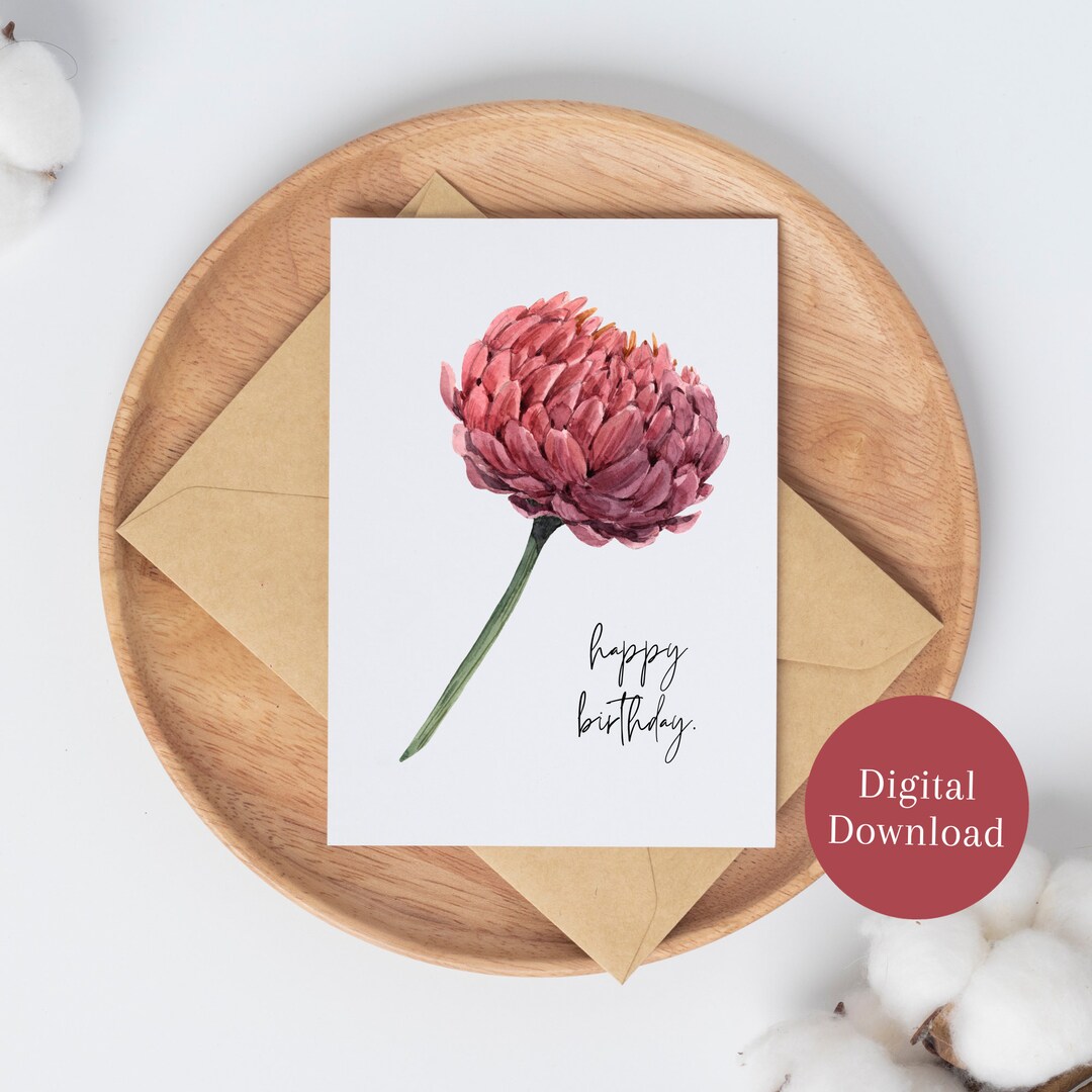 Printable Floral Birthday Card november - Etsy