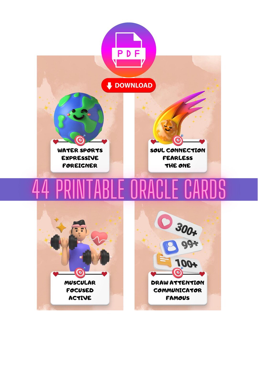 Printable Love Oracle Deck-twin Flame Characteristics Traits-how Do ...