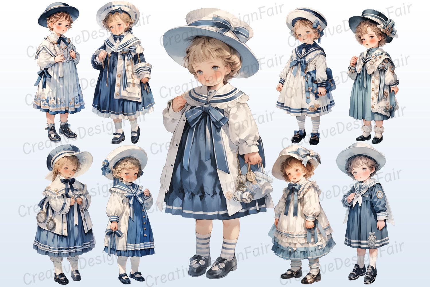 Cute Victorian Sailor Girl 10 PNG NO Background Clipart Ephemera Junk ...