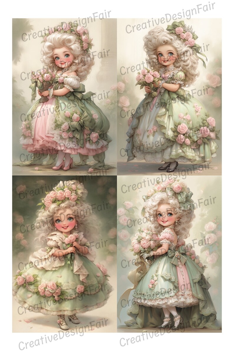 Rococo Princess Victorian Postcard Ephemera Junk Journal Vintage ...